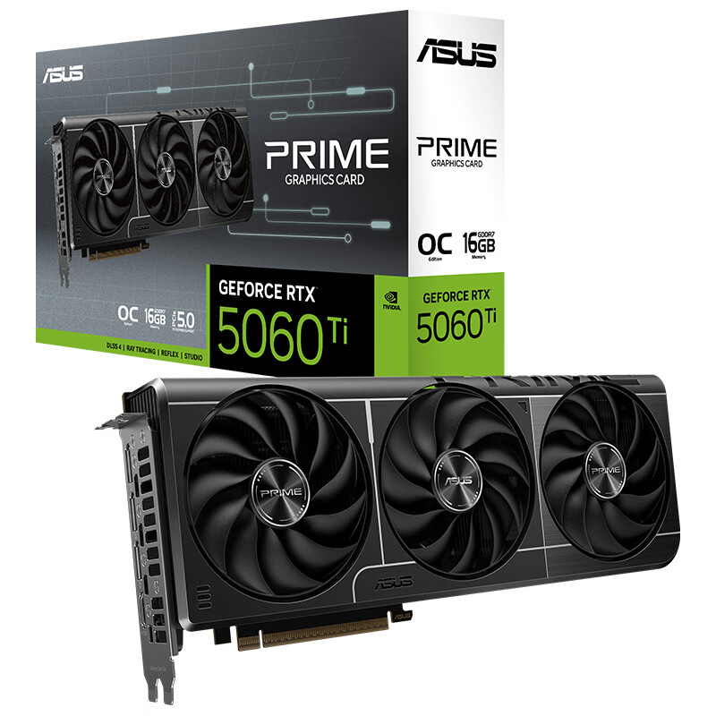 华硕PRIME RTX 5060 Ti 大师 8G 16G 黑色三风扇 台式机电脑游戏显卡